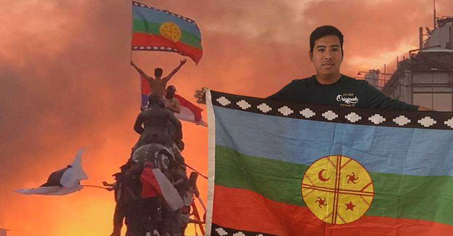 Habla el protagonista de la foto histórica de la bandera mapuche en ...